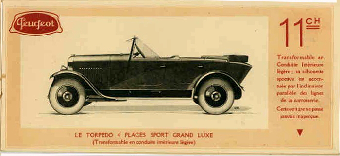 .: Brochure Peugeot 11CV 1927