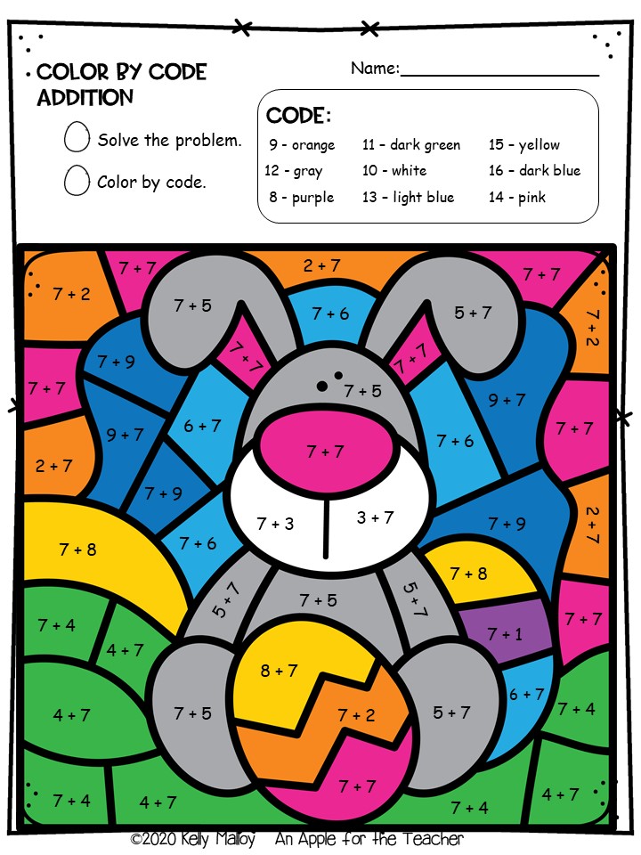 An Apple For The Teacher: Easter Color By Number