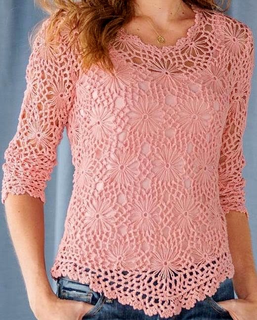 Ergahandmade: Crochet Lace Blouse + Diagram + Pattern Step by Step