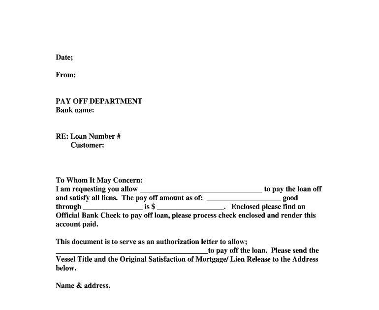 Payoff Letter Template - Billing Template