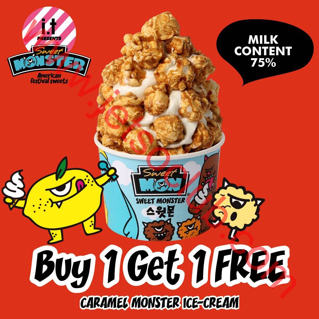 Sweet Monster：焦糖口味爆谷雪榚 買一送一（至29/10） ( Jetso Club 著數俱樂部 )