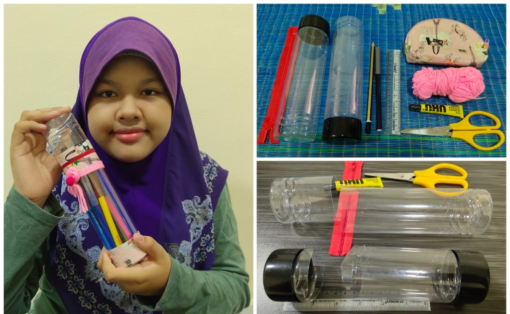 Projek Recycle Botol Air Kepada Pencil Box