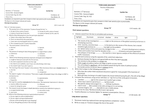 First Semester Question Paper ~ BICT blog