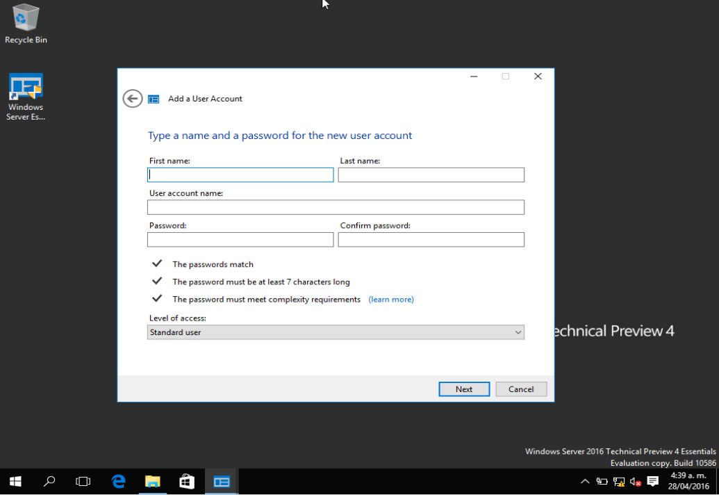 Windows Server 2016 Essentials ~ Tix 101
