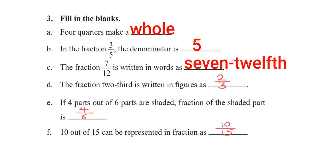 PIS BARODA STD-3: Math Ch Fractions (Mental Maths)
