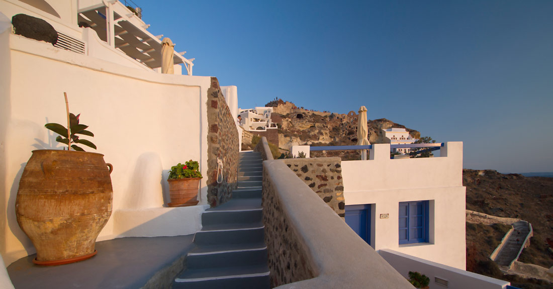 Santorini homes designs exterior views Greece.