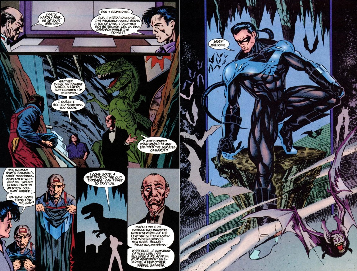 In which comic did Nightwing first wear his more modern (blue and black ...