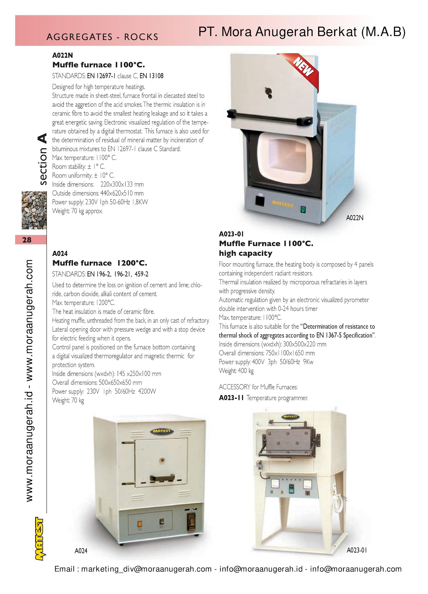 MATEST – Muffle Furnace 1100°C [A022N] – Supplier Alat Laboratorium