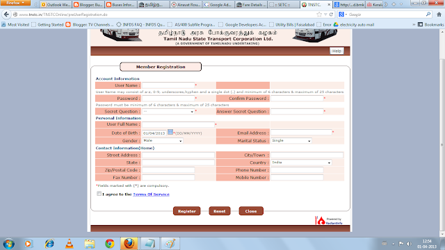 State Bus Routes,Fare ,Schedule information online: TNSTC online Booking