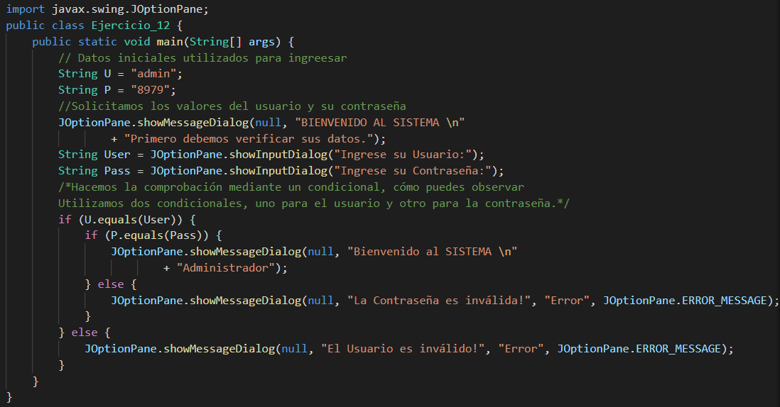 Comprobar Usuario Y Contraseña En Java Ejercicios Básicos En Java