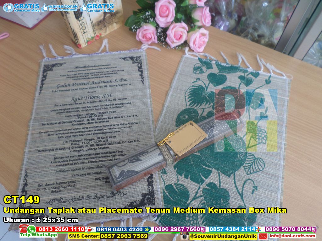 Undangan Taplak Atau Placemate Tenun Medium Kemasan Box Mika | Souvenir ...