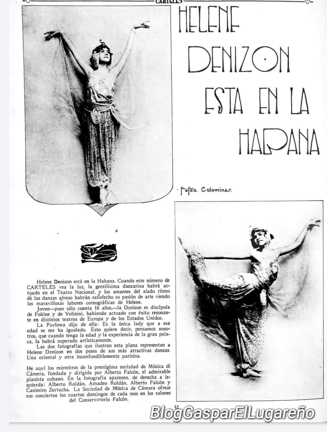 Gaspar, El Lugareño: (Carteles. Noviembre 1922) Helene Denizon está en ...