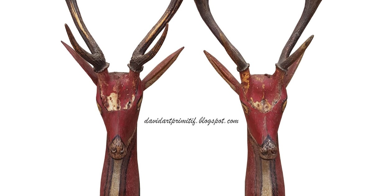 Art & Primitif: Sepasang Kepala Kidang 1 Kayu