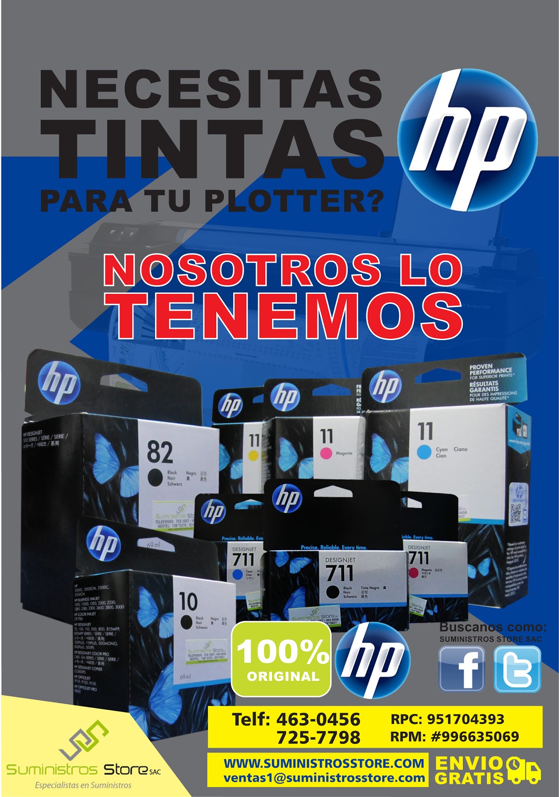 SUMINISTROS ORIGINALES PERU: TINTAS HP ORIGINALES DELIVERY LLAMENOS 463 ...