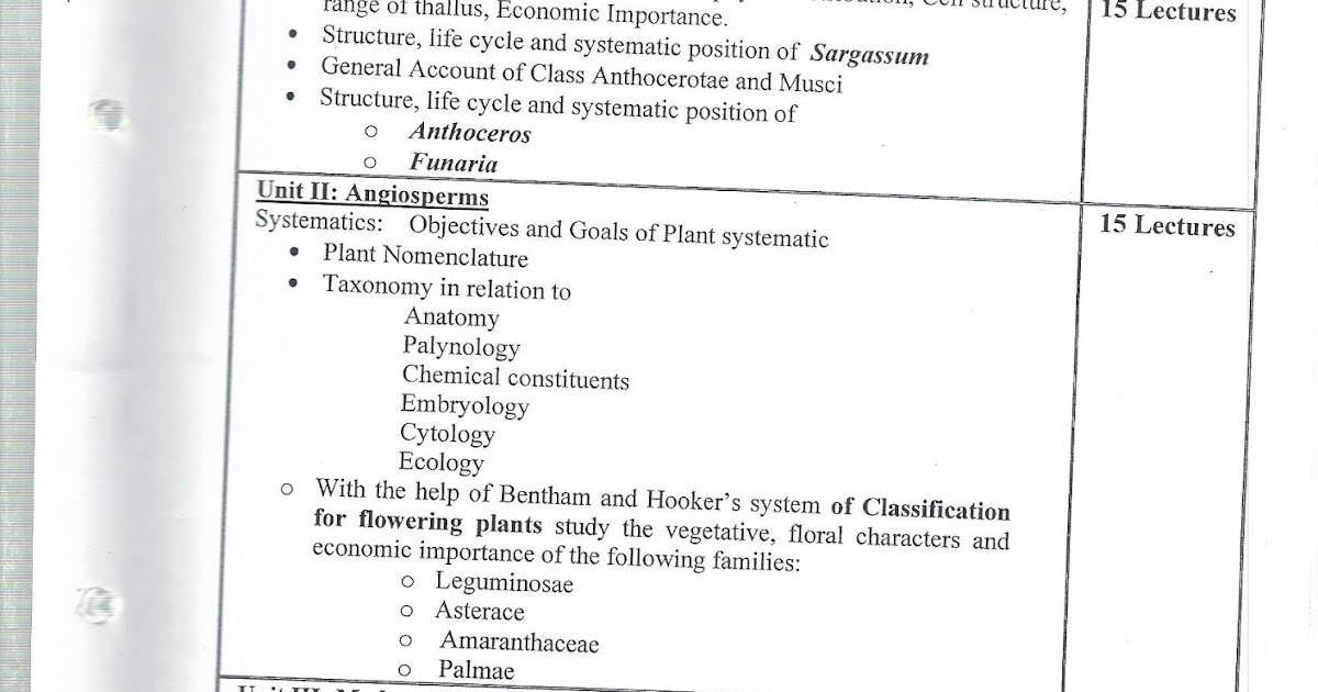 Revised SYBSc Botany Syllabus from 2017-18 Onwards