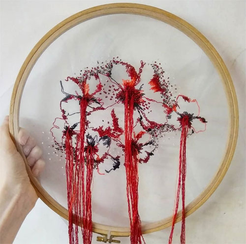 My Owl Barn: Delicate Hand-Embroidery With Sequins and Beads On Tulle