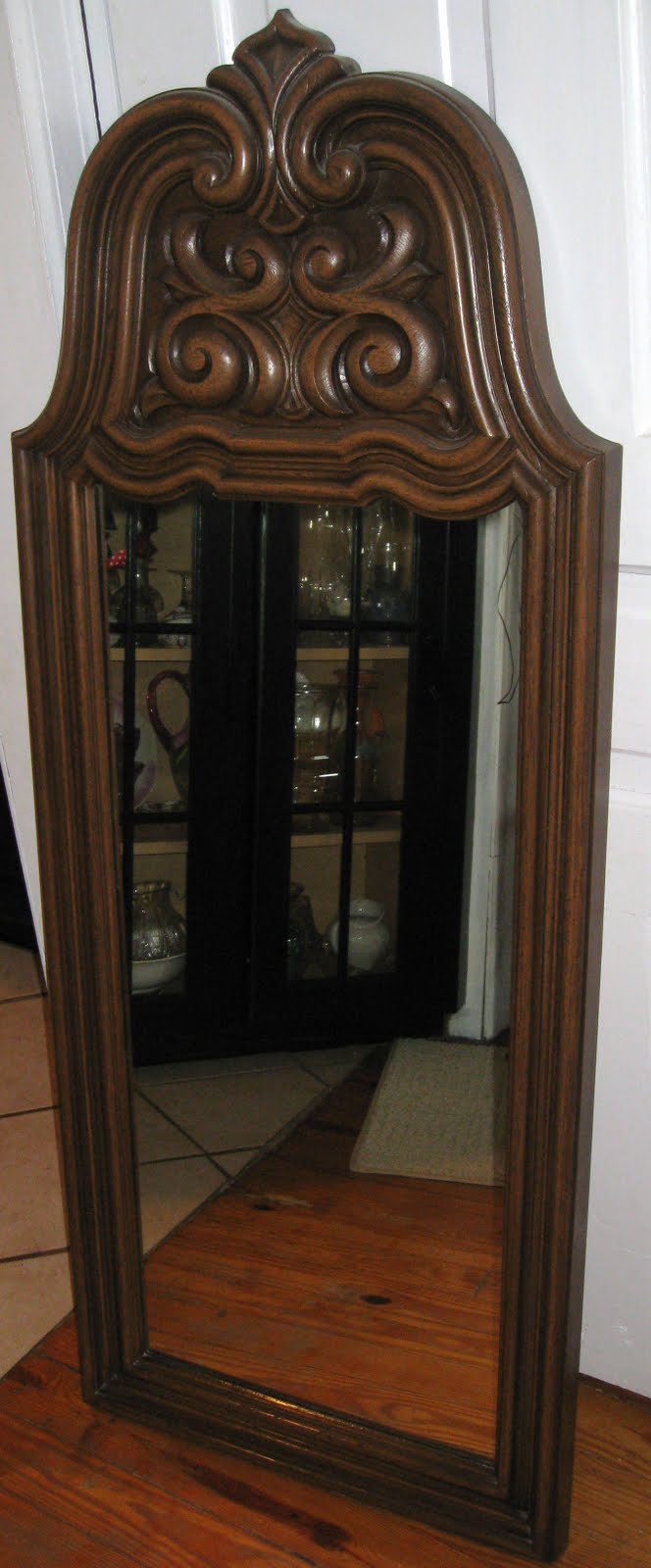 Kammy's Korner: Large Faux Wood Mirror Before And After