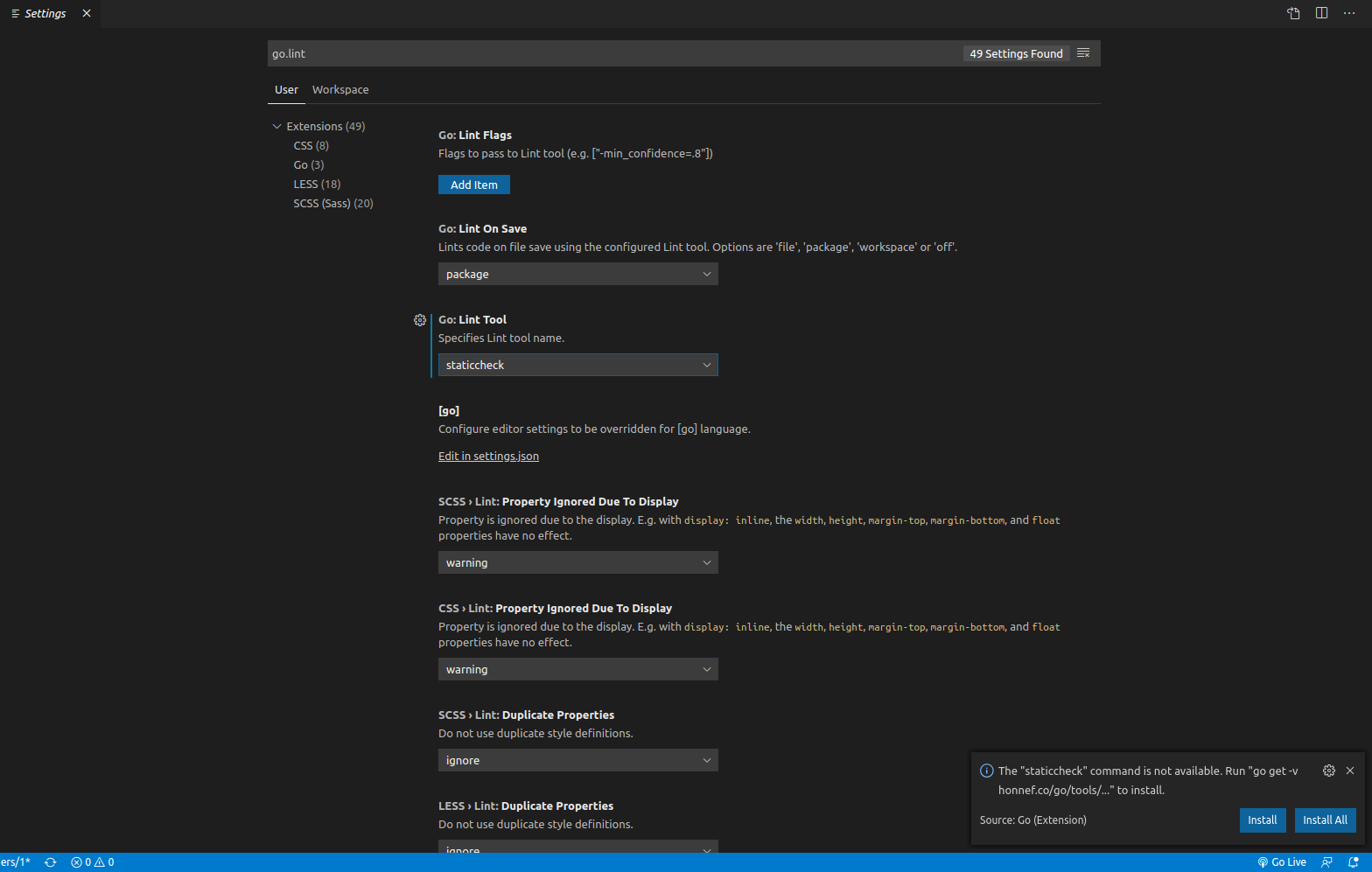Go Linters In Vs Code My Public Notepad