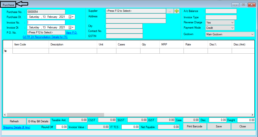 Purchase Entry Help Guide