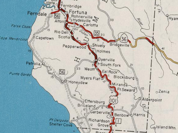 US Route 101 in Benbow, Garberville and Redway