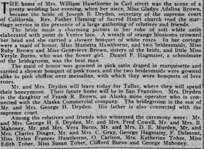 Betty's Boneyard Genealogy Blog: Wedding Wednesday: The Marriage of Miss Gladys Brown and Joseph ...