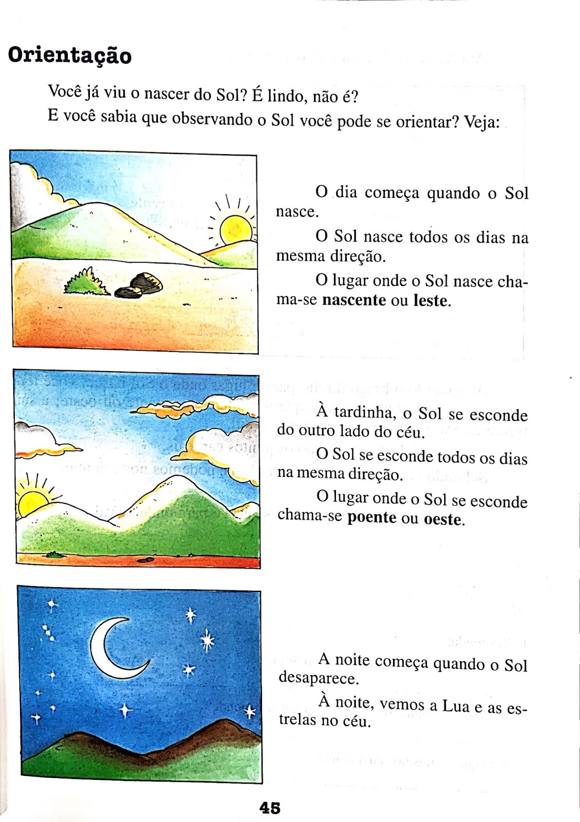 Orientação - Os Pontos Cardeais - Hora de Colorir - Atividades escolares