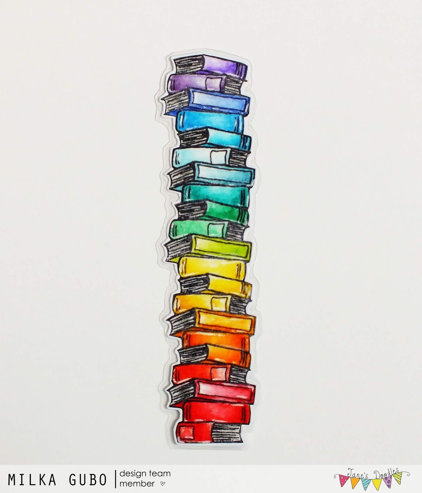 Crafty Milka: Rainbow Book Pile Bookmark (Jane's Doodles DT Spotlight)
