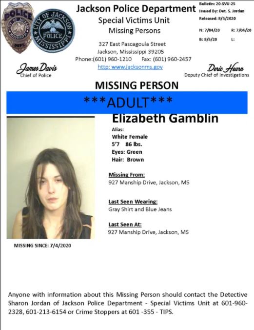 Elizabeth Gamblin, Missing Person -- NamUS #MP76254