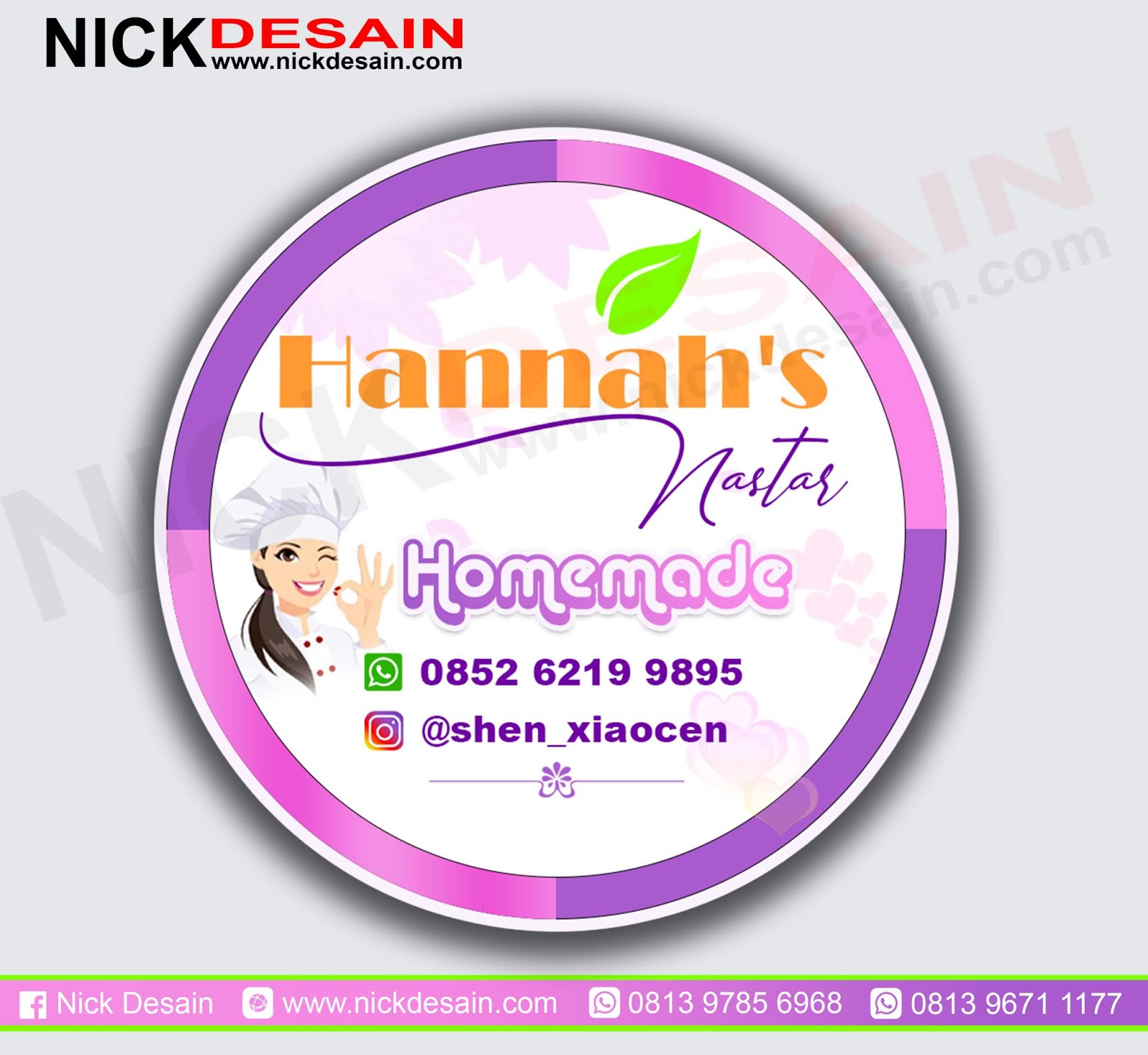 Contoh Desain Logo Olshop ungu Pink dan Cetak Stiker Label - Percetakan ...