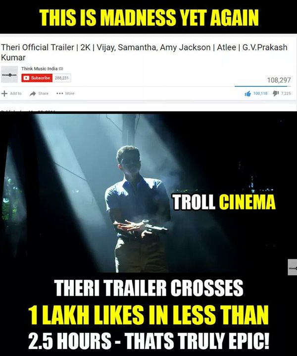 Theri Vijay Trailer Meme, Troll, Celebration And Fans Made Gallery ...