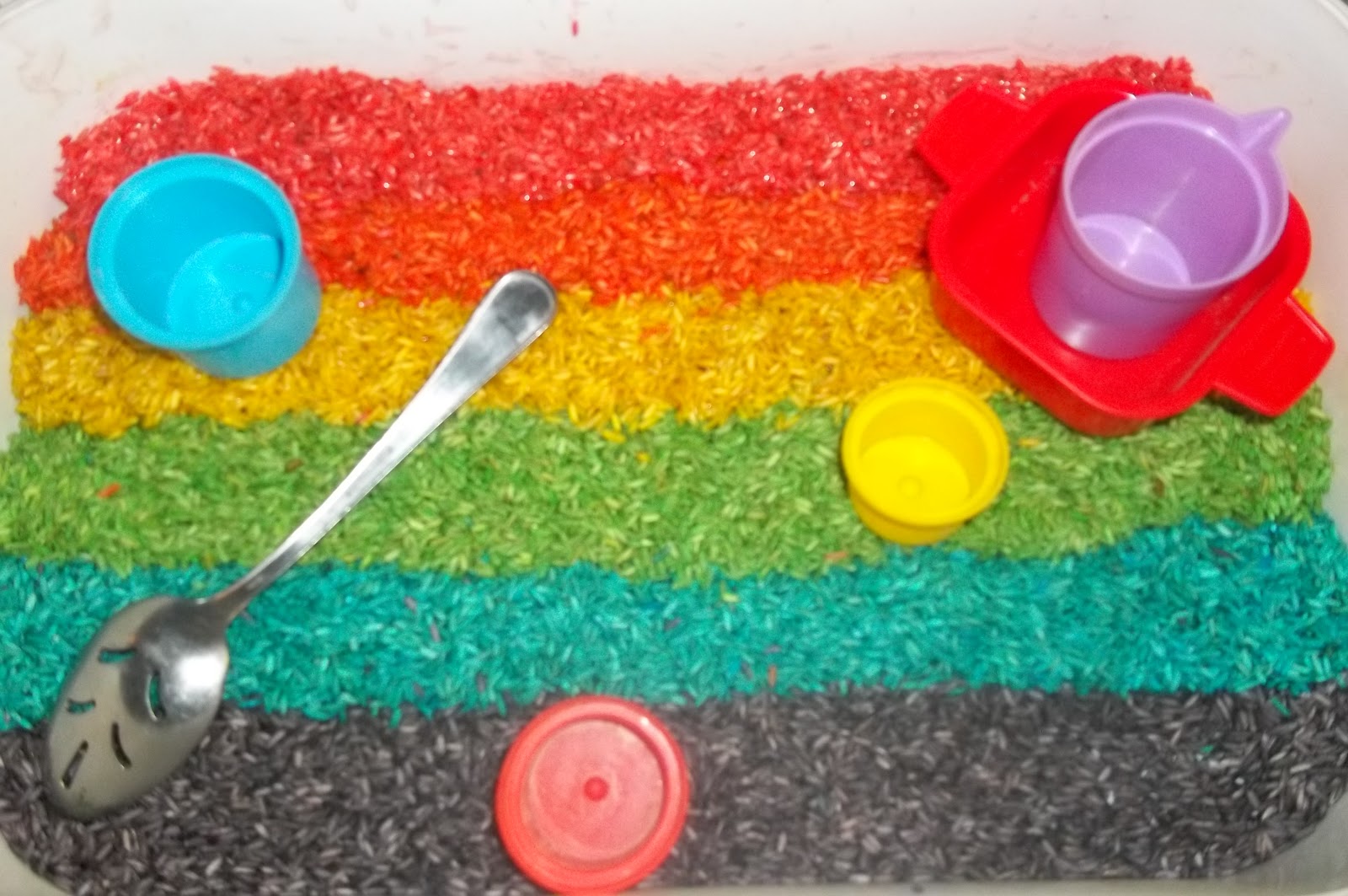 Mama Who Plays: Rainbow Rice Sensory Play