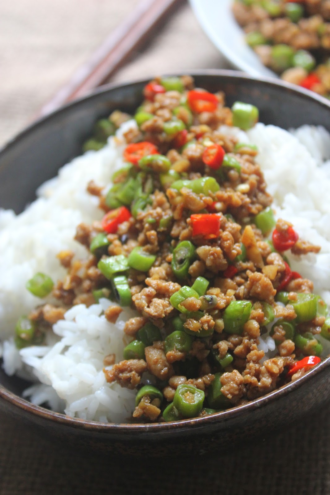 The Morning After: SPICY MINCED MEAT, STIR FRIED LONG BEAN