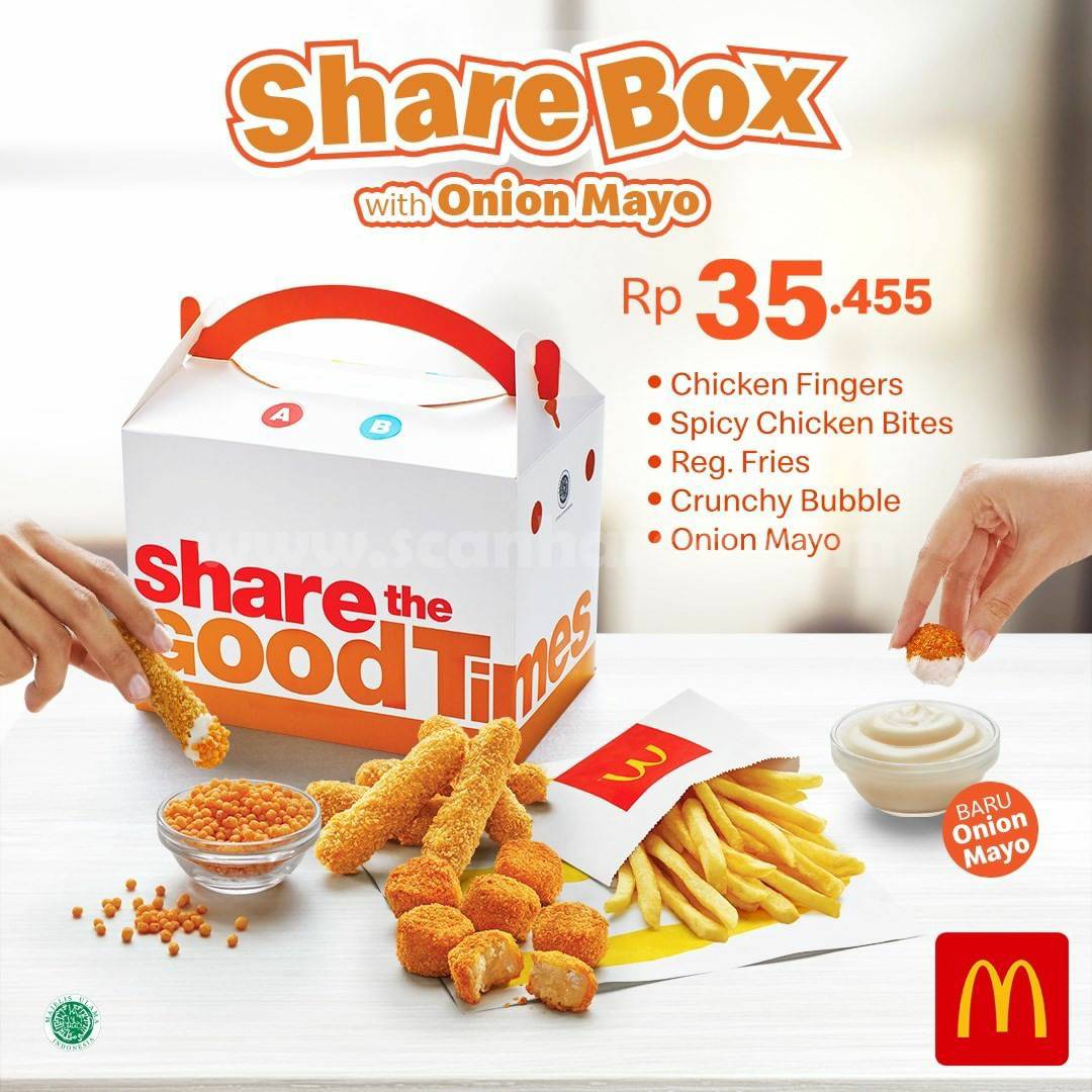 Promo McDonalds Share Box with Onion Mayo only Rp 35.455* - scanharga