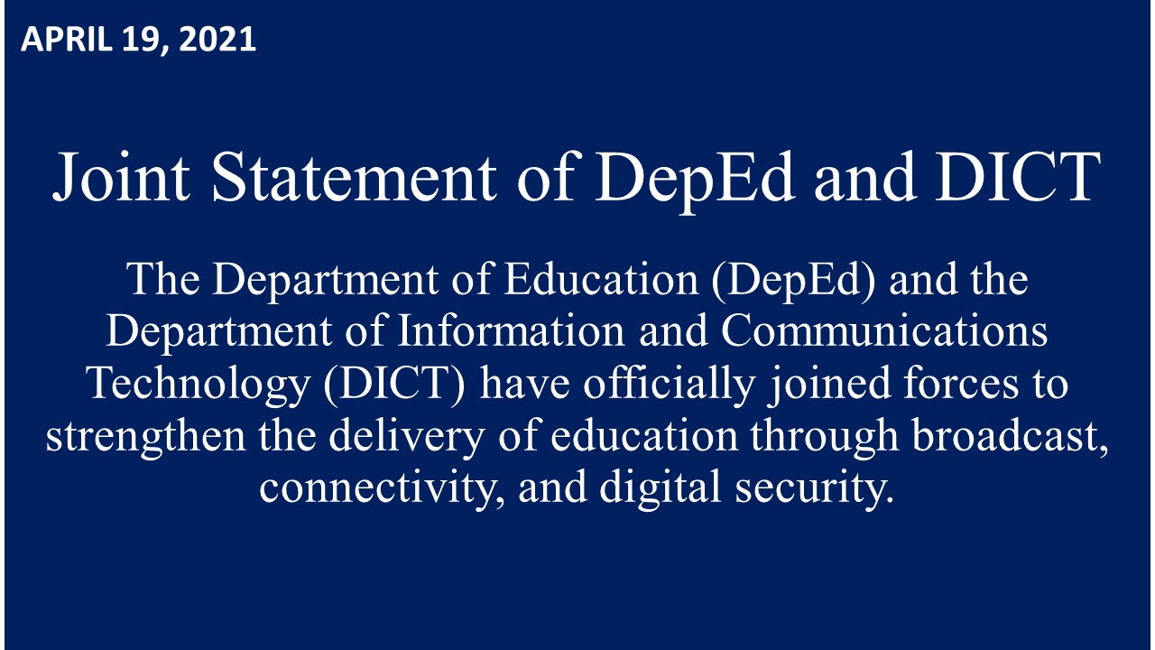 April 19 -Joint Statement of DepEd and DICT - Deped Tambayan
