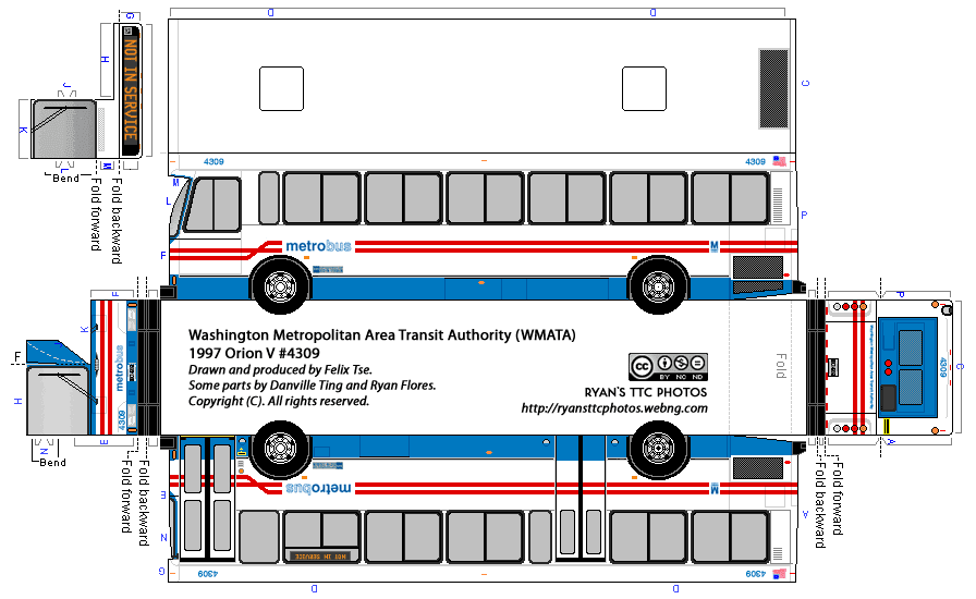 SP. Papel Modelismo: PaperBus 1997 Orion V - WMATA