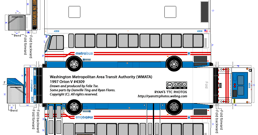 SP. Papel Modelismo: PaperBus 1997 Orion V - WMATA