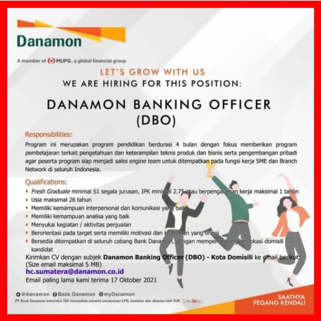 Lowongan Kerja Medan Oktober 2021 di PT Bank Danamon Indonesia Tbk - Lowongan Kerja Medan SMA D3 ...