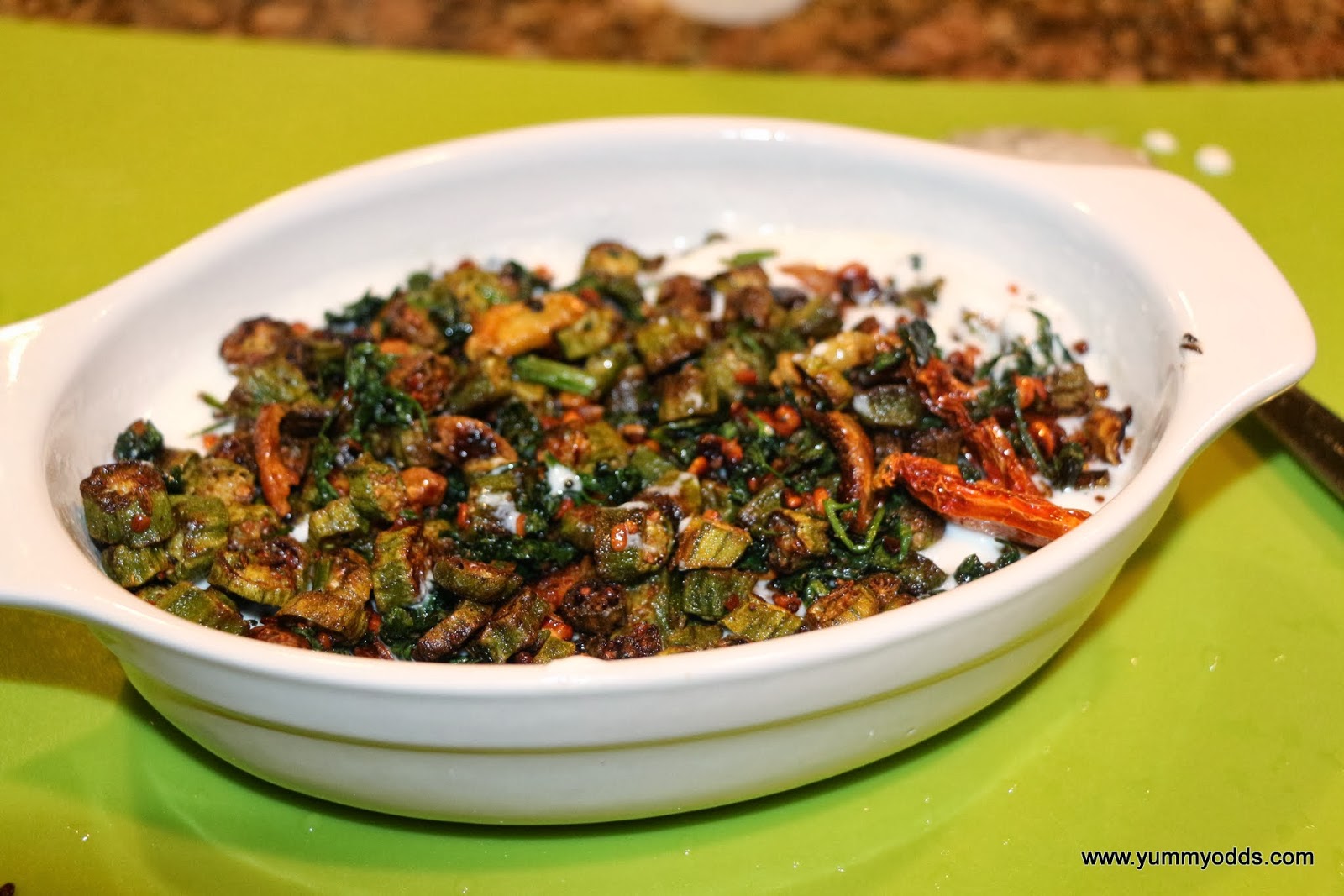 Yum! Yum! Yum!: Bhindi Raita ~ ( Spiced Okra in Yogurt)