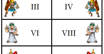 Juego para imprimir y trabajar los números romanos
