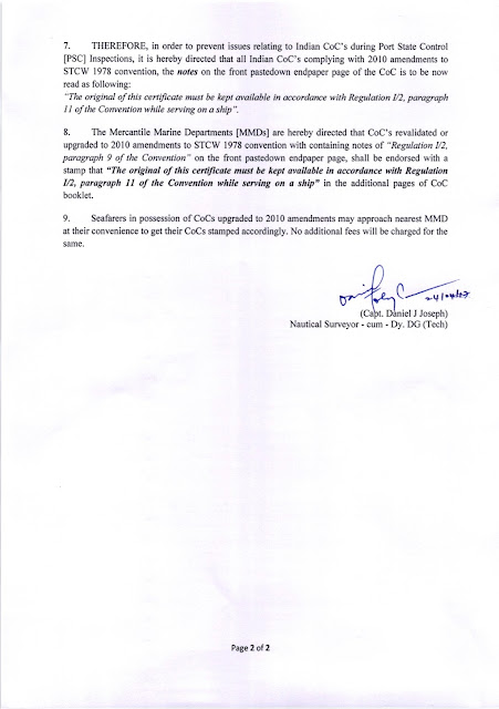 MEO Class IV Exam: Urgent Notice- COC correction sticker mandatory for ...