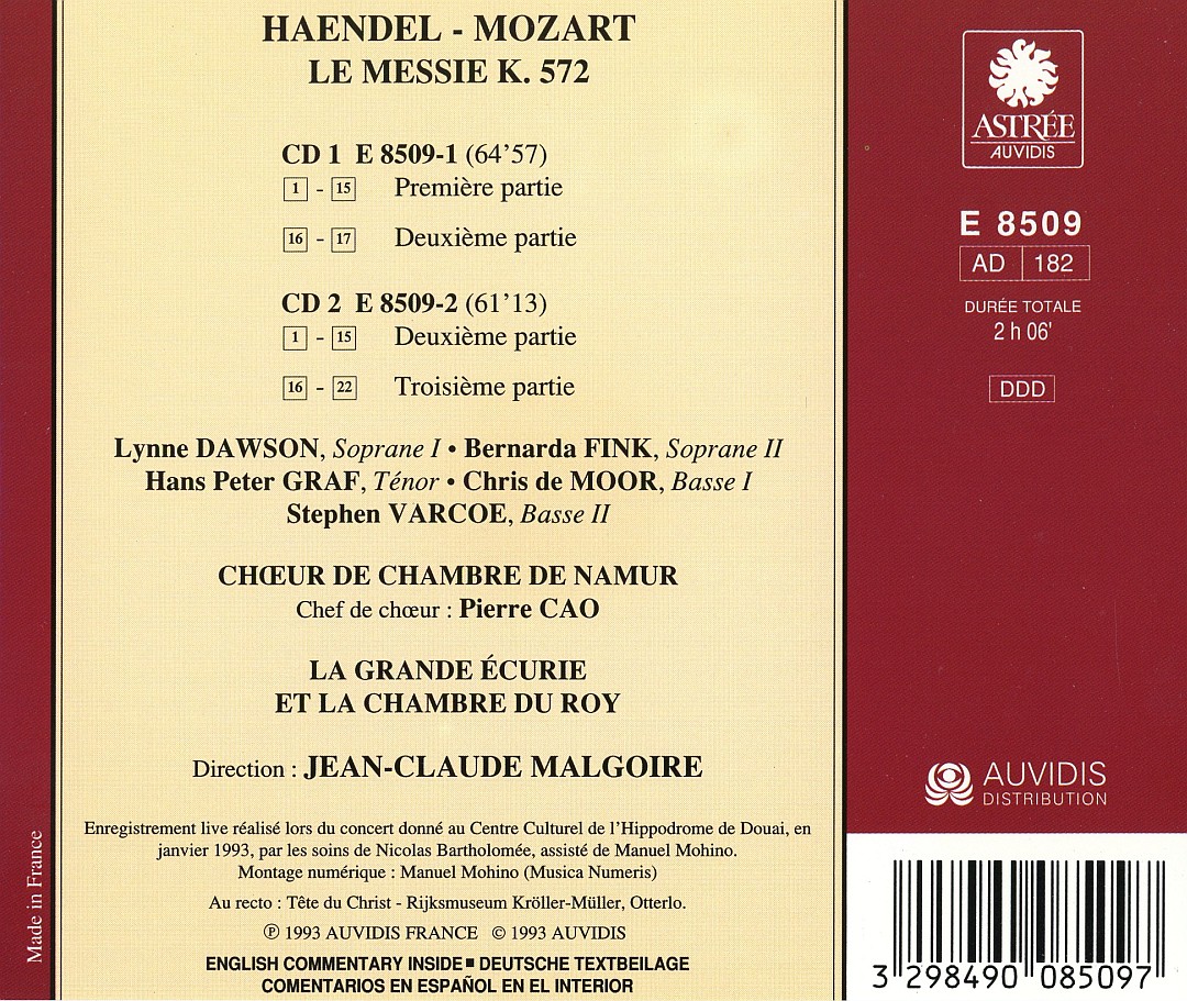 makdelart - classique: Handel - Messiah - Le Messie [Der Messias] arr. Mozart (Jean-Claude ...