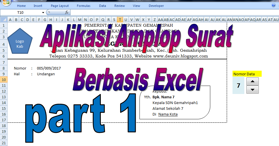 CARA MEMBUAT APLIKASI AMPLOP SURAT EXCEL PART 1 - deuniv