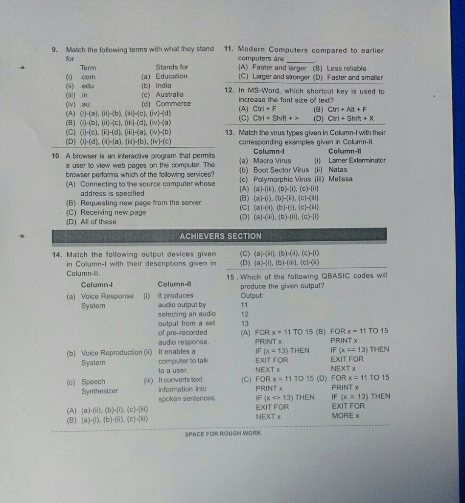 E-Tech Learning at MAPS: NCO- 2018 Practice worksheet (CLASS- 7)