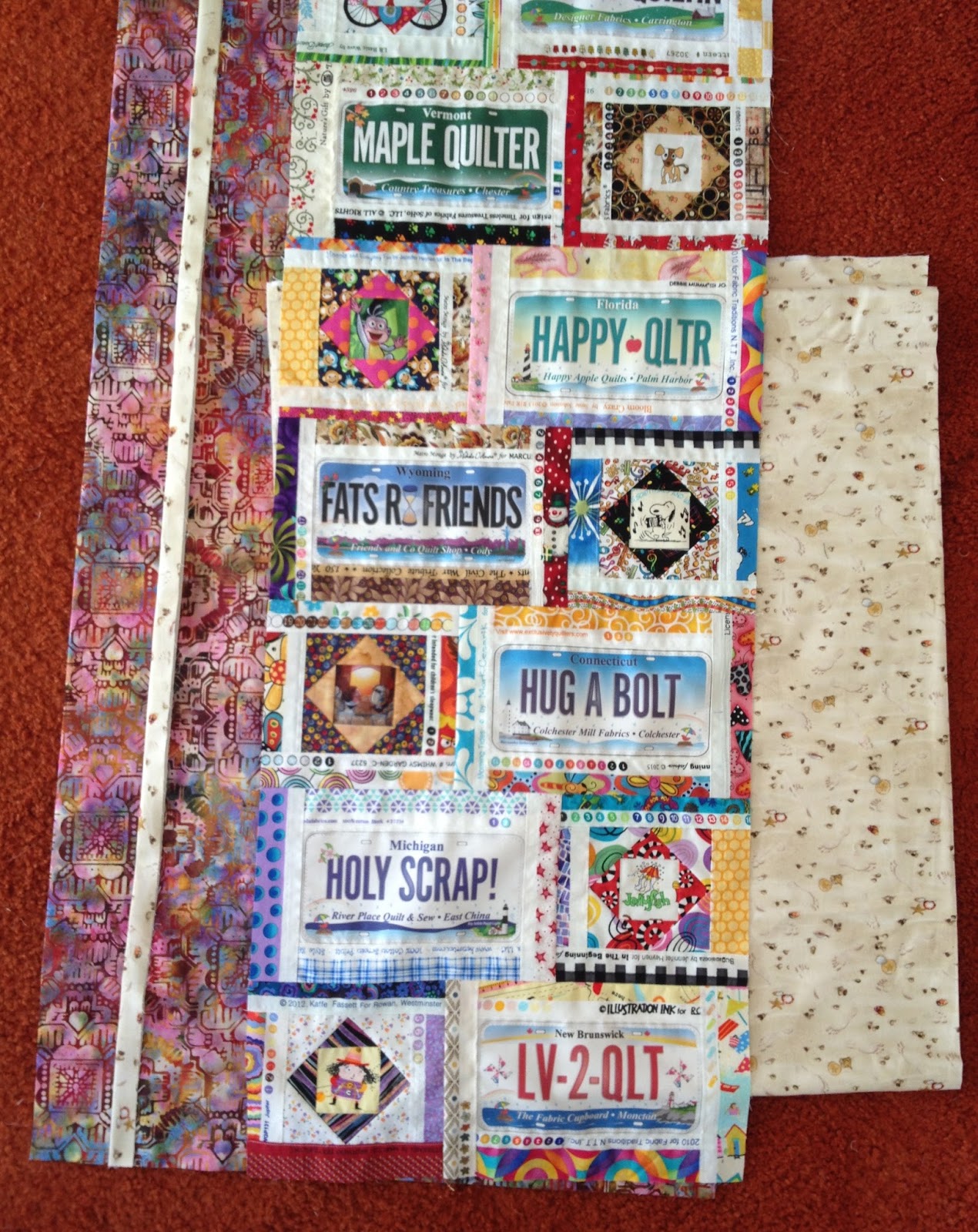 Susan's Quilt Creations: 2015 License Plate Quilt finished