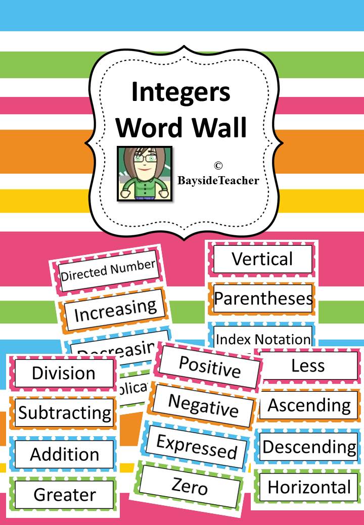 Bayside Math Teacher : Integers - Word Wall Freebie