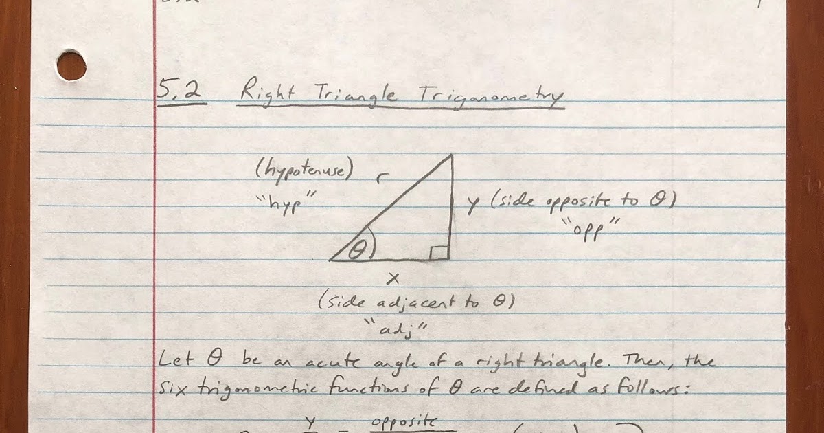 Professor Frank’s Math Blog: Part 2 - Right Triangle Trigonometry - Notes
