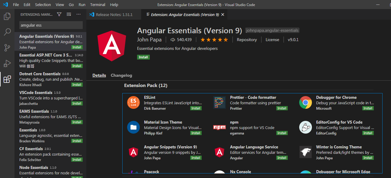 Instalar Extensiones de Angular en Visual Studio Code