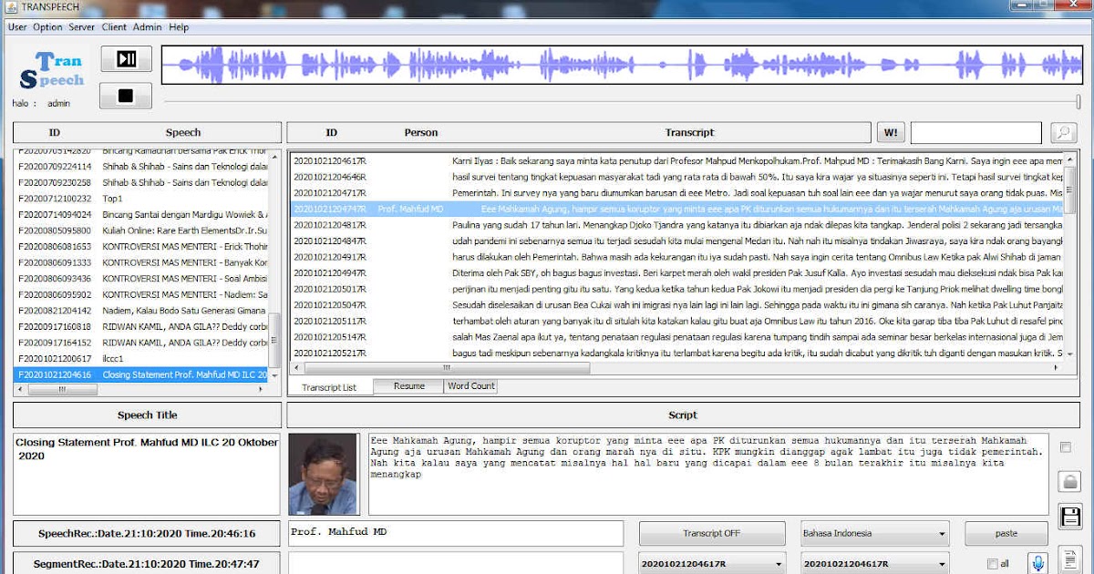 Transcript Speech To Text