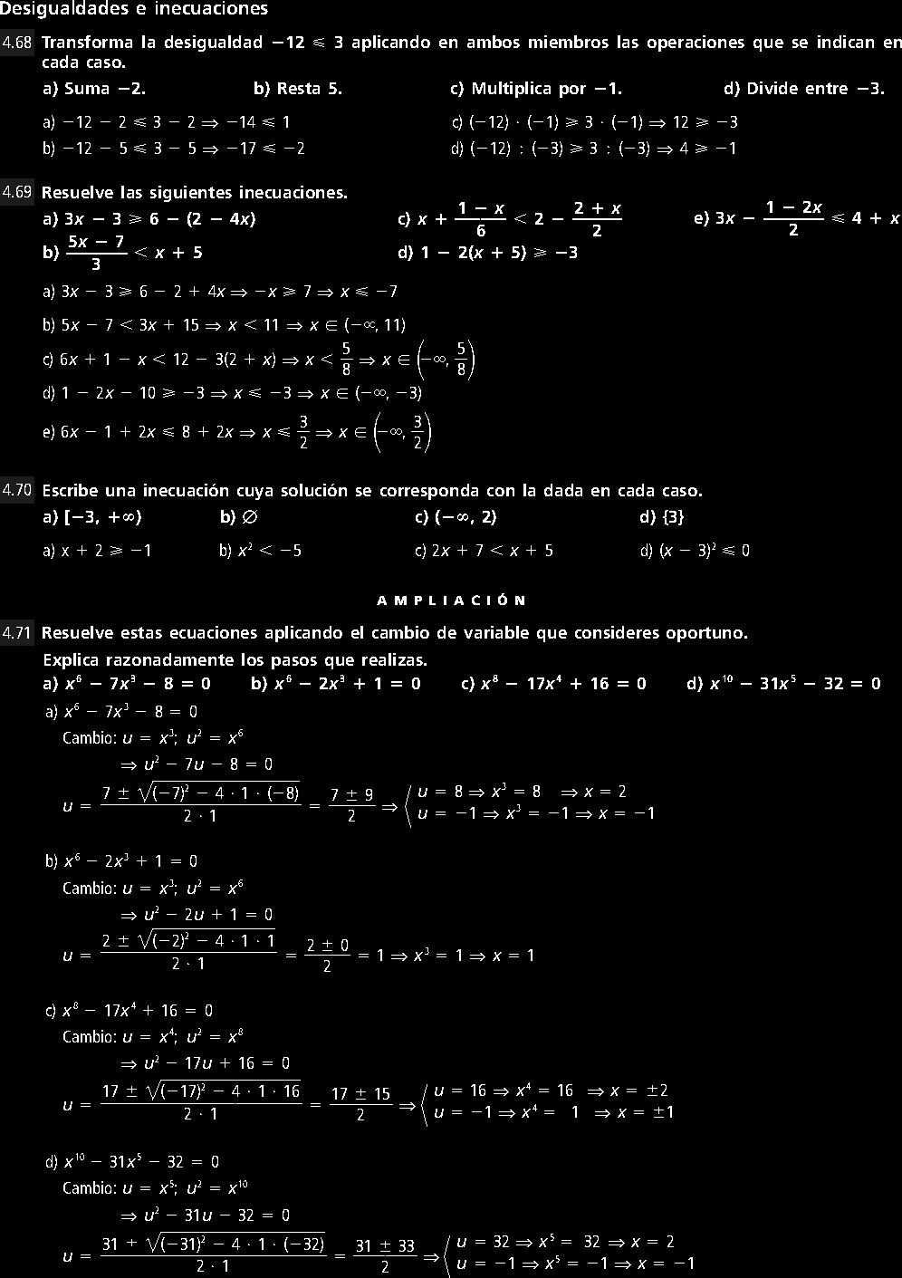ECUACIONES E INECUACIONES EJERCICIOS RESUELTOS DE SECUNDARIA MATEMÁTICA ESO PDF