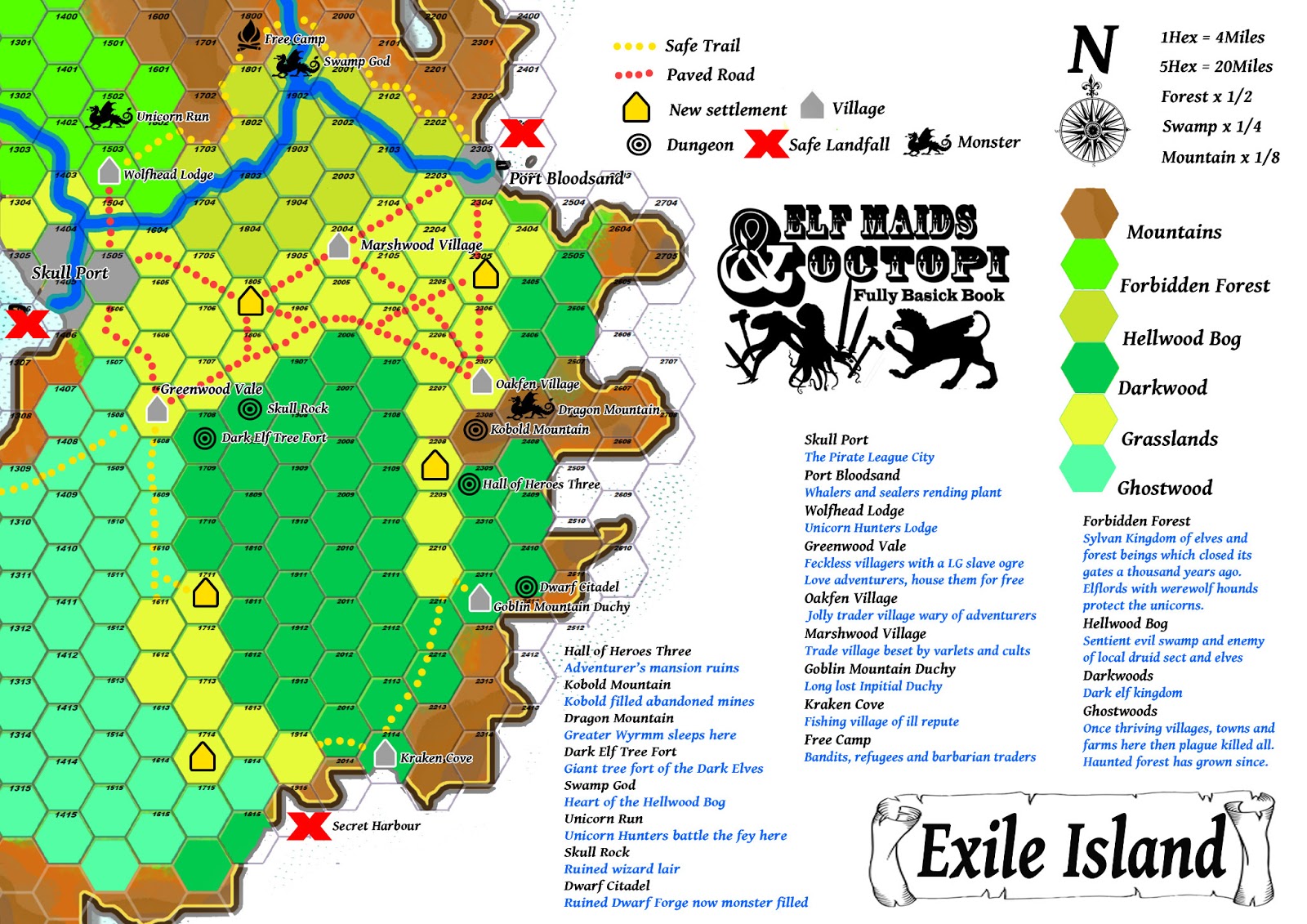 Elfmaids & Octopi: Close Up Hexcrawl and tables